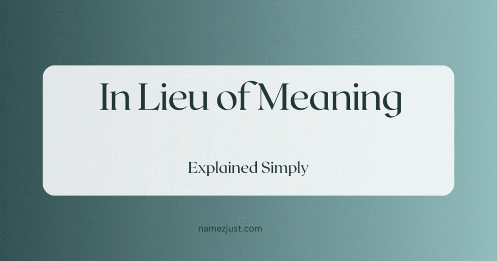 In Lieu of Meaning: Explained Simply